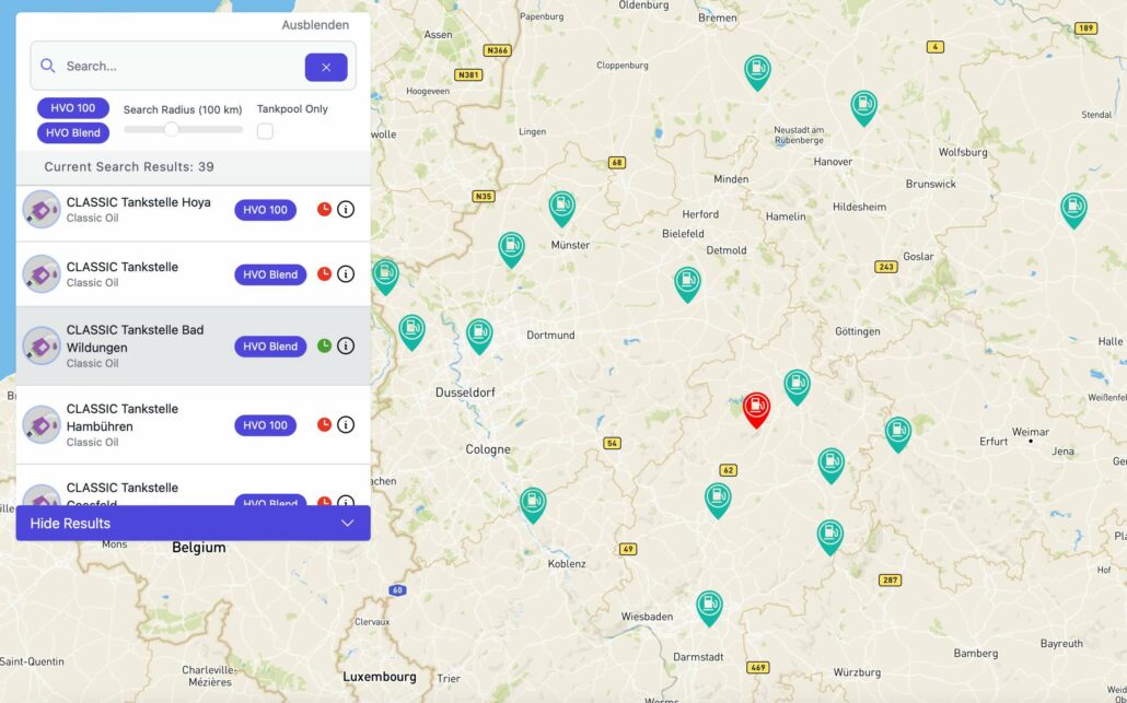 HVO Karte - eFUEL-TODAY