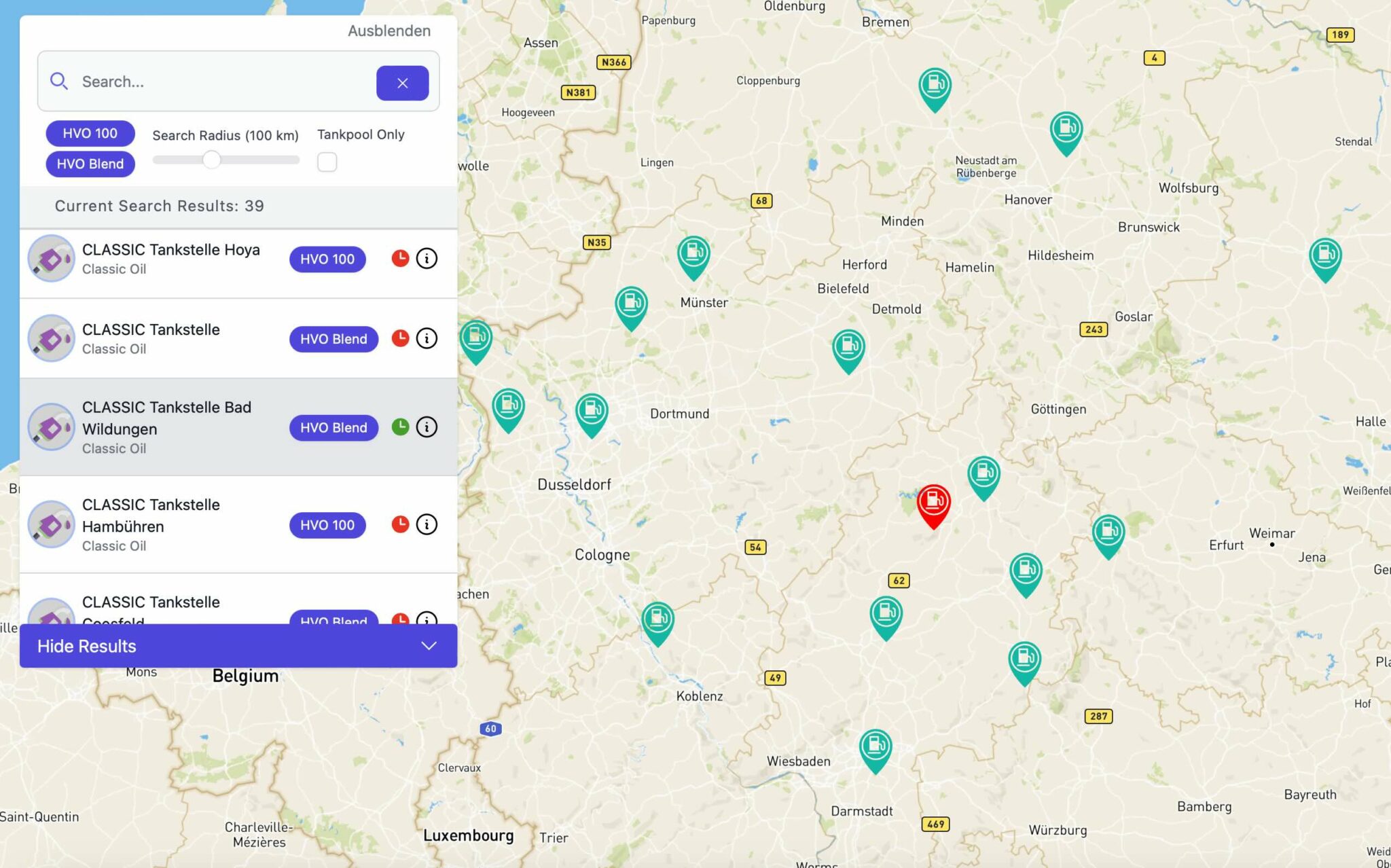 HVO Karte - eFUEL-TODAY